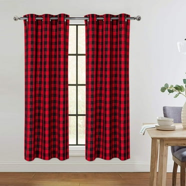 Bohogeo Buffalo Plaid Sheer Curtain Panels 84 inch Length, Farmhouse ...