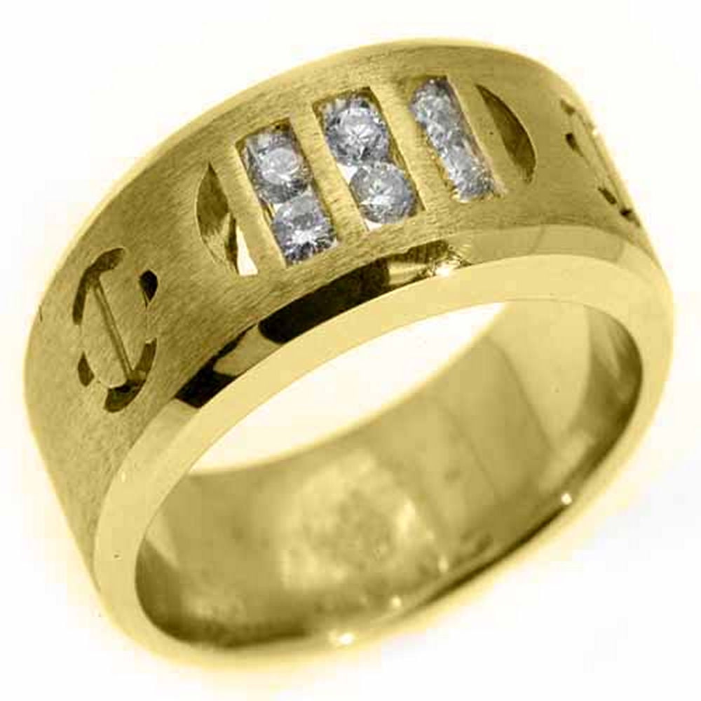 TheJewelryMaster - 14k Yellow Gold Mens Brilliant round cut 6-Stone ...