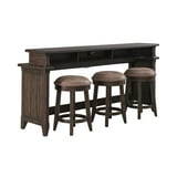 Pemberly Row 4 Piece Set of Console Bar Table & 3 Uph Console Stools in ...