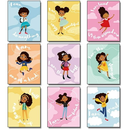 9 Pieces Motivational Black Girl Wall Poster Unframed Girl Art Poster ...