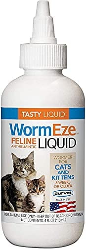 Durvet Wormeze Feline Liquid Wormer for Cats & Kittens 4oz.… (New - 4 Fl Oz (Pack of 1 ...