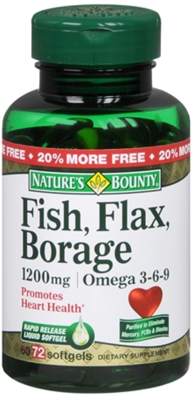 Nature's Bounty Fish, Flax, Borage Softgels 60 Soft Gels (Pack of 6 ...