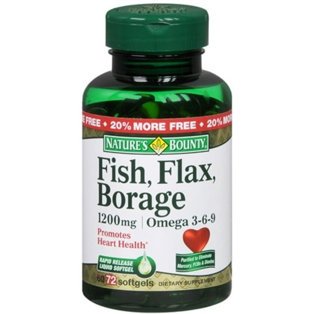 Nature's Bounty Fish, Flax, Borage Softgels 60 Soft Gels (Pack of 6 ...