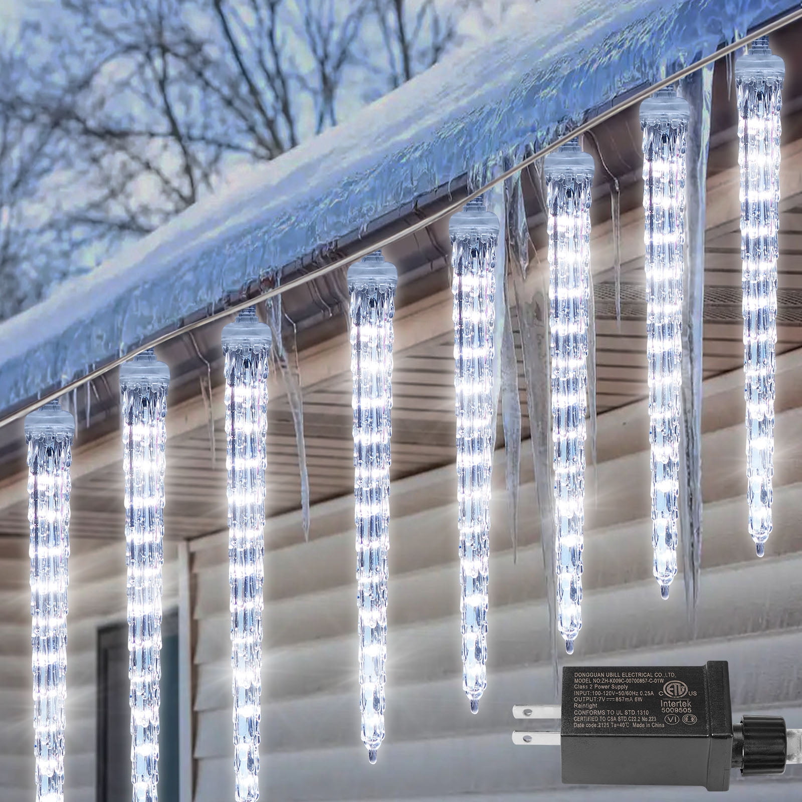 Rosnek Christmas Icicle Meteor Shower Lights, 16.7'' Outdoor LED ...