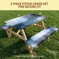 Blue Color Block Picnic Table Cover with Bench Covers Abstract Shabby ...