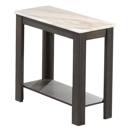 Poundex Furniture Wood End Table with Marble Style Veneer Top in White ...
