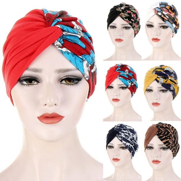 Cheers Us Women African Turban Flower Knot Pre Tied Bonnet Beanie Cap