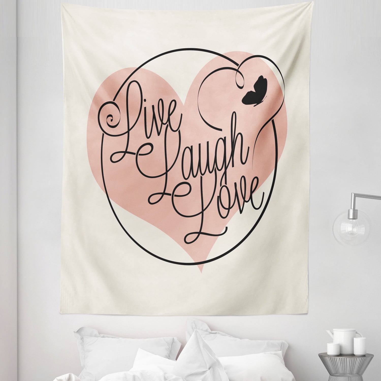 Live Laugh Love Tapestry, Romance Valentine's Day Theme Calligraphy Art ...
