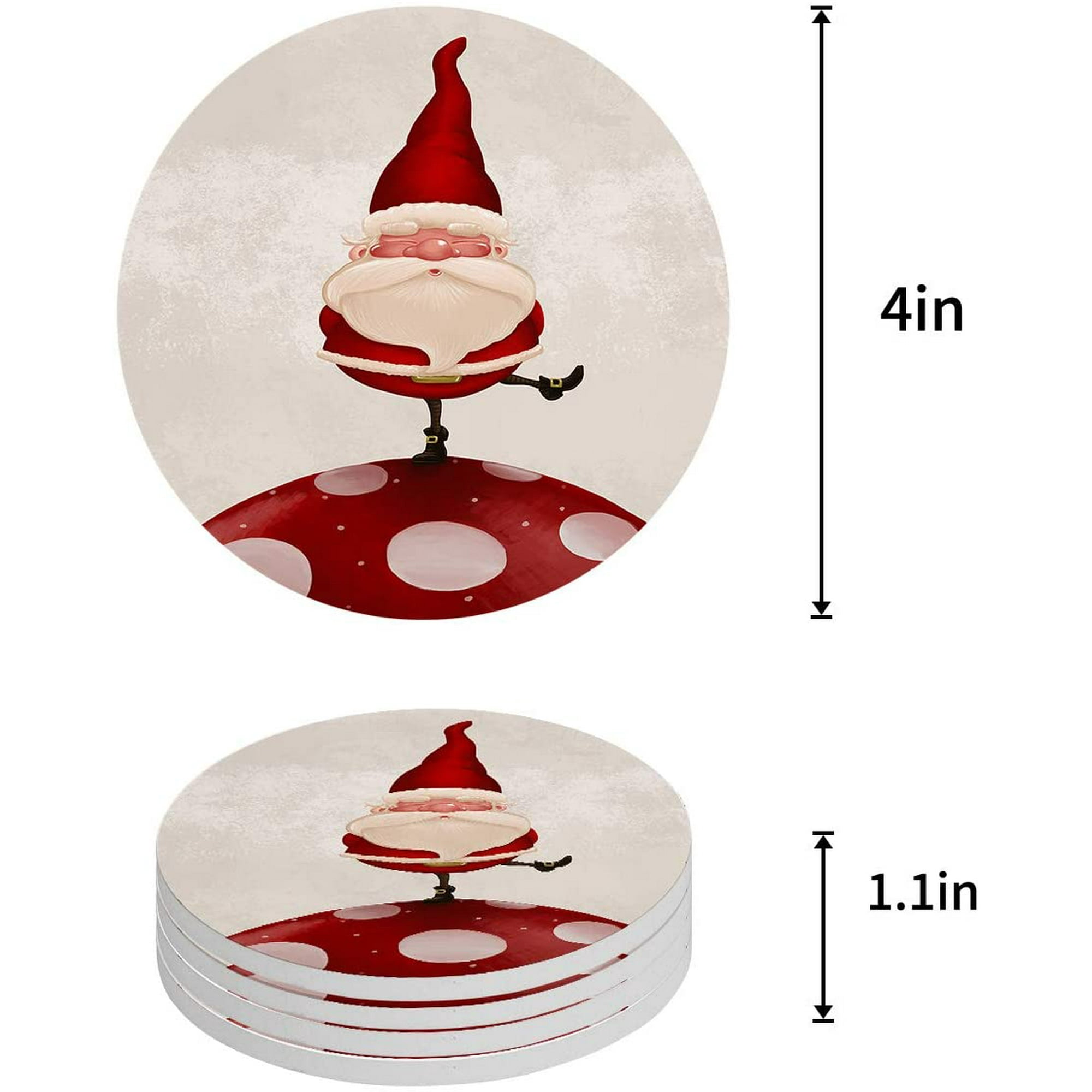 Click here for Xddja Christmas Santa Claus Set Of 6 Round Coaster... prices
