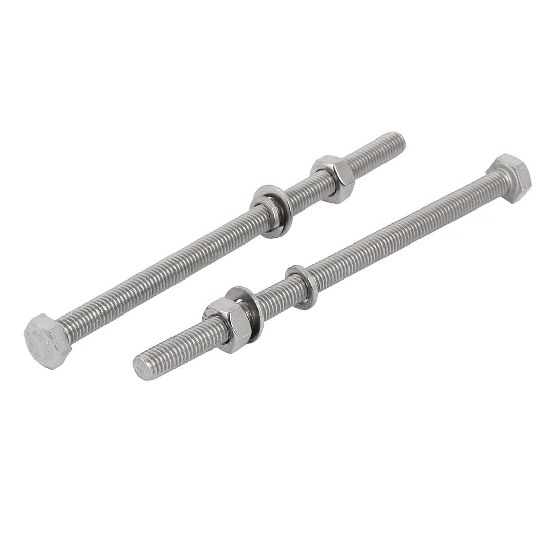 Unique Bargains 2 Set M8x140mm 304 Stainless Steel Hex Bolts w Nuts and ...