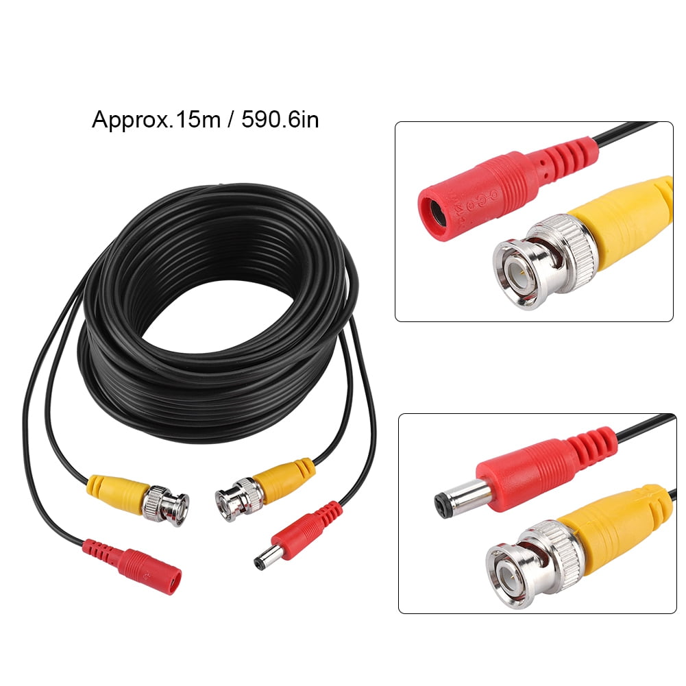 HERCHR Coax Cable, BNC + 2.1mm DC CCTV Extension Cable Video Coax Cable ...