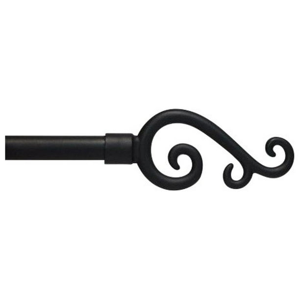 Urbanest Adjustable Scroll Curtain Rod, 5/8", Black, 28"-48" - Walmart.com