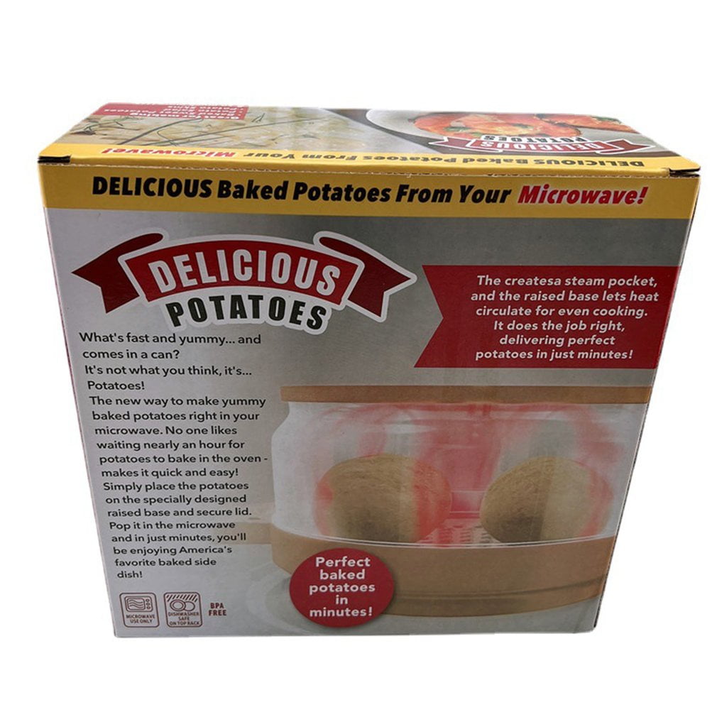 OUTAD Potato Roast Pot Microwave Potato Rack Bacon Non-Stick Lid Pan ...