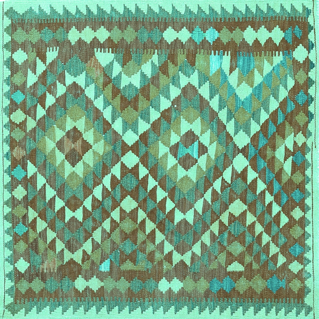 Ahgly Company Machine Washable Indoor Square Southwestern Turquoise ...