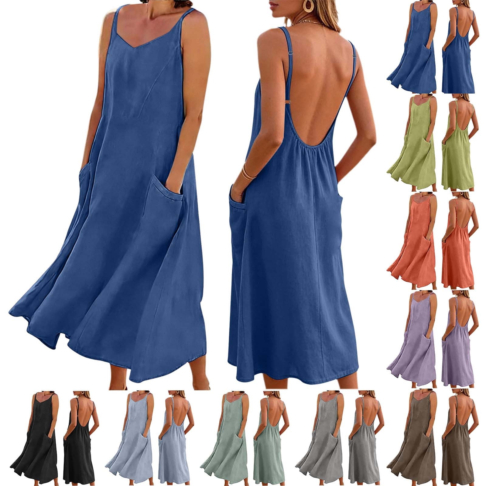 Click here for Sentmoon Linen Dress Women Summer Trendy Solid Col... prices