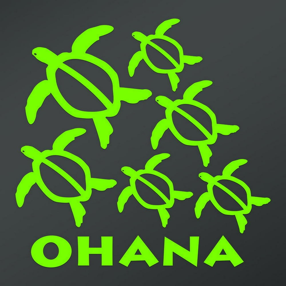 Ohana Hawaiian Sea Turtle Family With 4 Babies Decal Sticker | 6-Inches ...