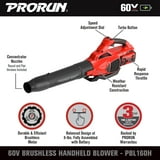 PRORUN Powerful 60V 680 CFM Brushless Cordless Leaf Blower for Lawn ...
