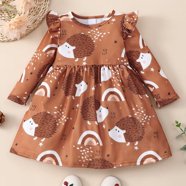 YEEDISON Toddler Girl Fall Clothes Floral Print Long Flying Sleeve Girls Dress Boho Kids Dresses ...