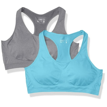 Jockey Women's 2 Pack Removable Cup Seamless Bra, Medium Grey/Aqua ...