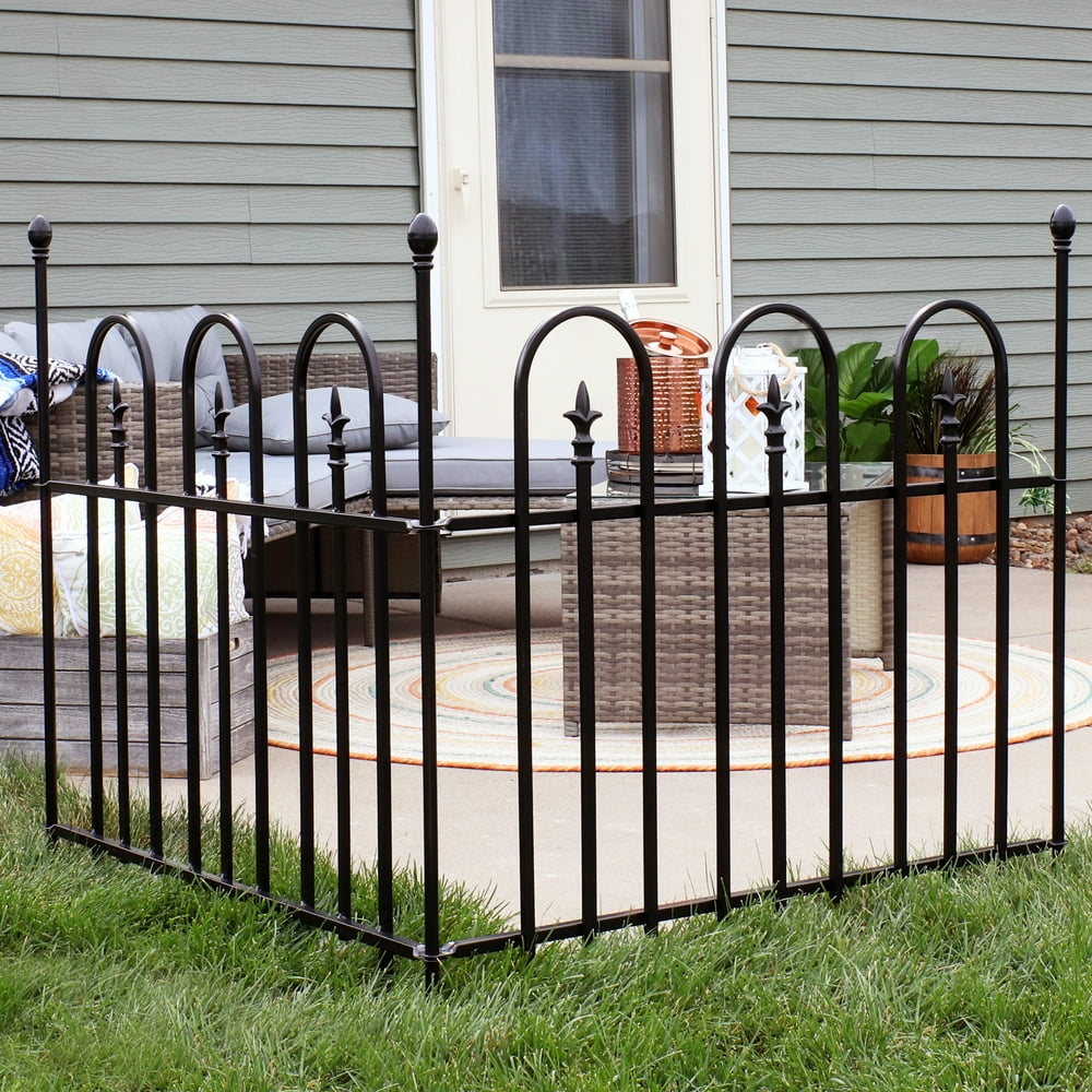 Sunnydaze 2 Piece Strasbourg Design Steel Fence Panel With 3 Posts Decorative Metal Garden And