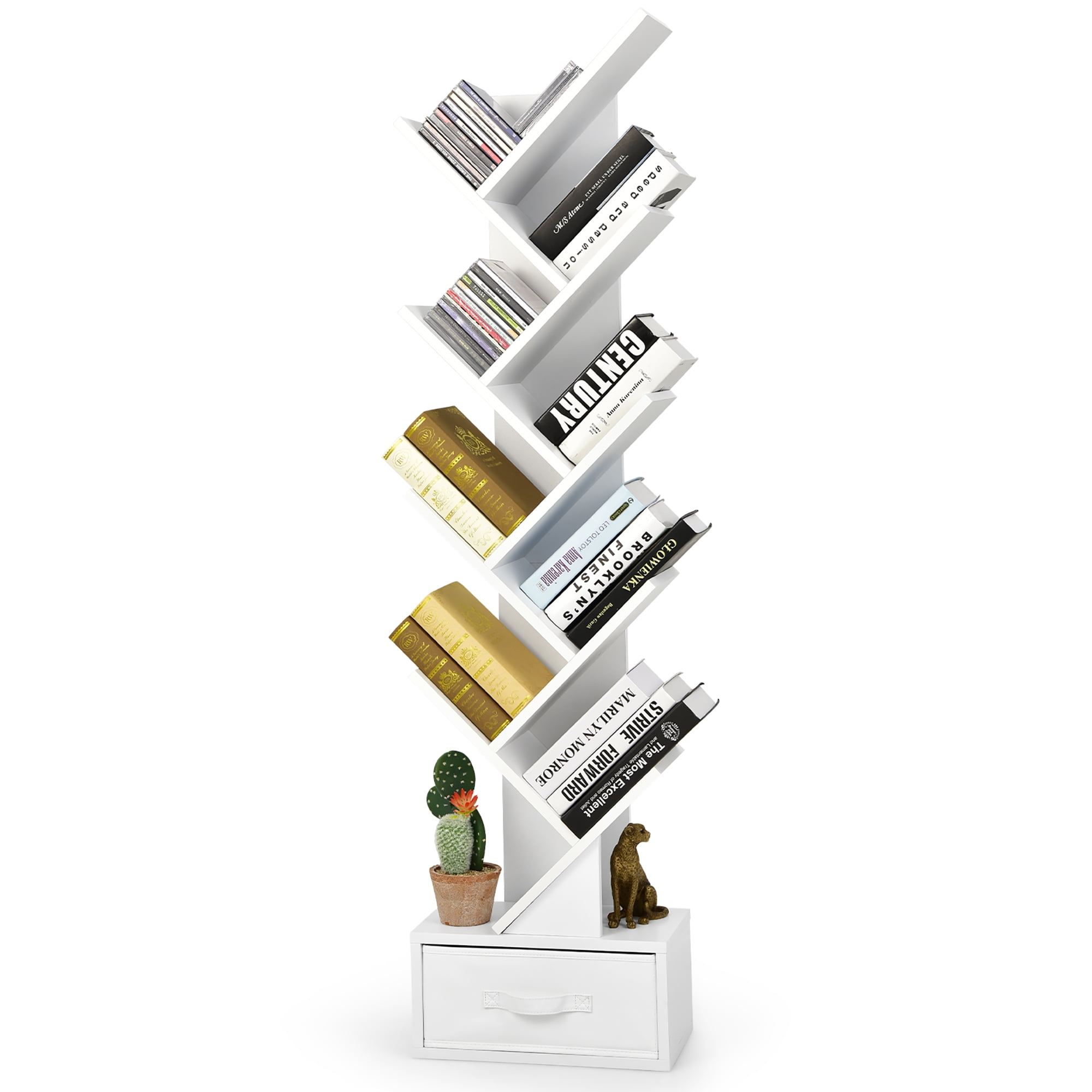 Click here for Costway 10-Tier Tree Bookshelf With Drawer Free-St... prices