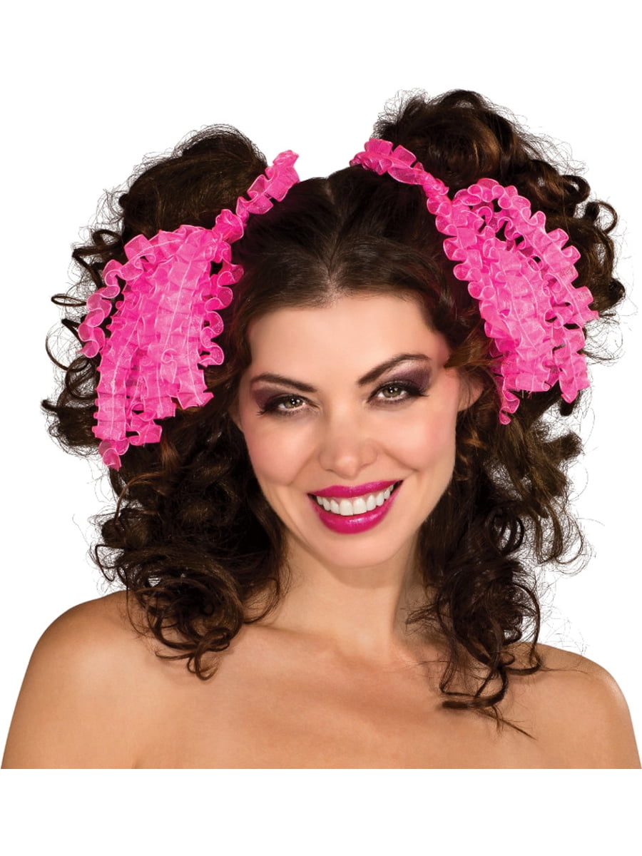 Rubies Costume Co Adult Child Cute Neon Pink Curly 80s Rave Dance Party ...