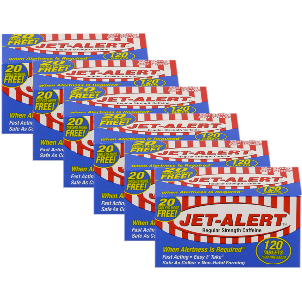 6 Pack Jet Alert Stay Awake Caffeine Tablets 100 mg Each 120 Count Each ...