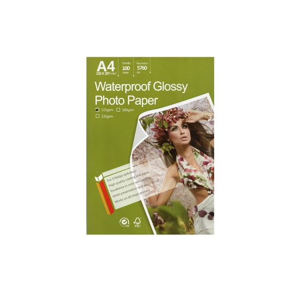 Photo Glossy White Paper A4 100 Sheets 8.3x11.7’’ 115 gr weight. Dries ...