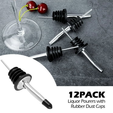 12 Pack Liquor Bottle Pourers, Stainless Steel Pour Spouts with Dust ...