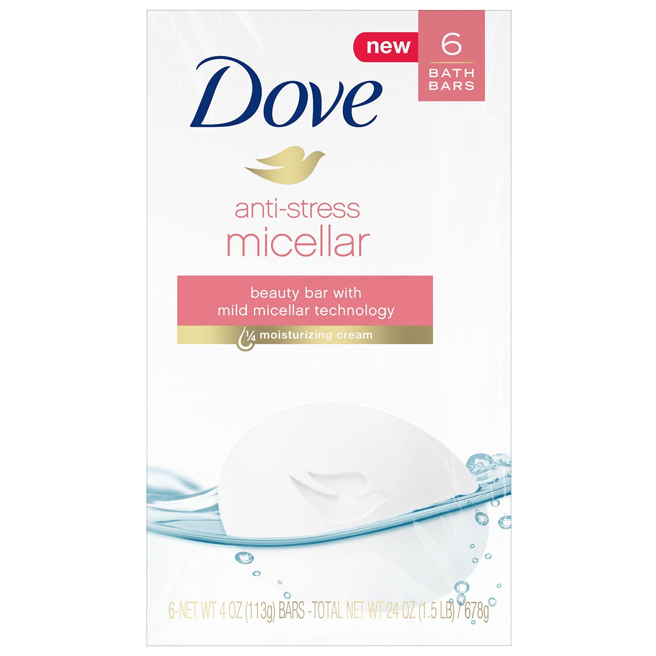 Dove Beauty Bar for Sensitive Skin Micellar Anti-Stress More Moisturizing Than Bar Soap 3.75 oz ...