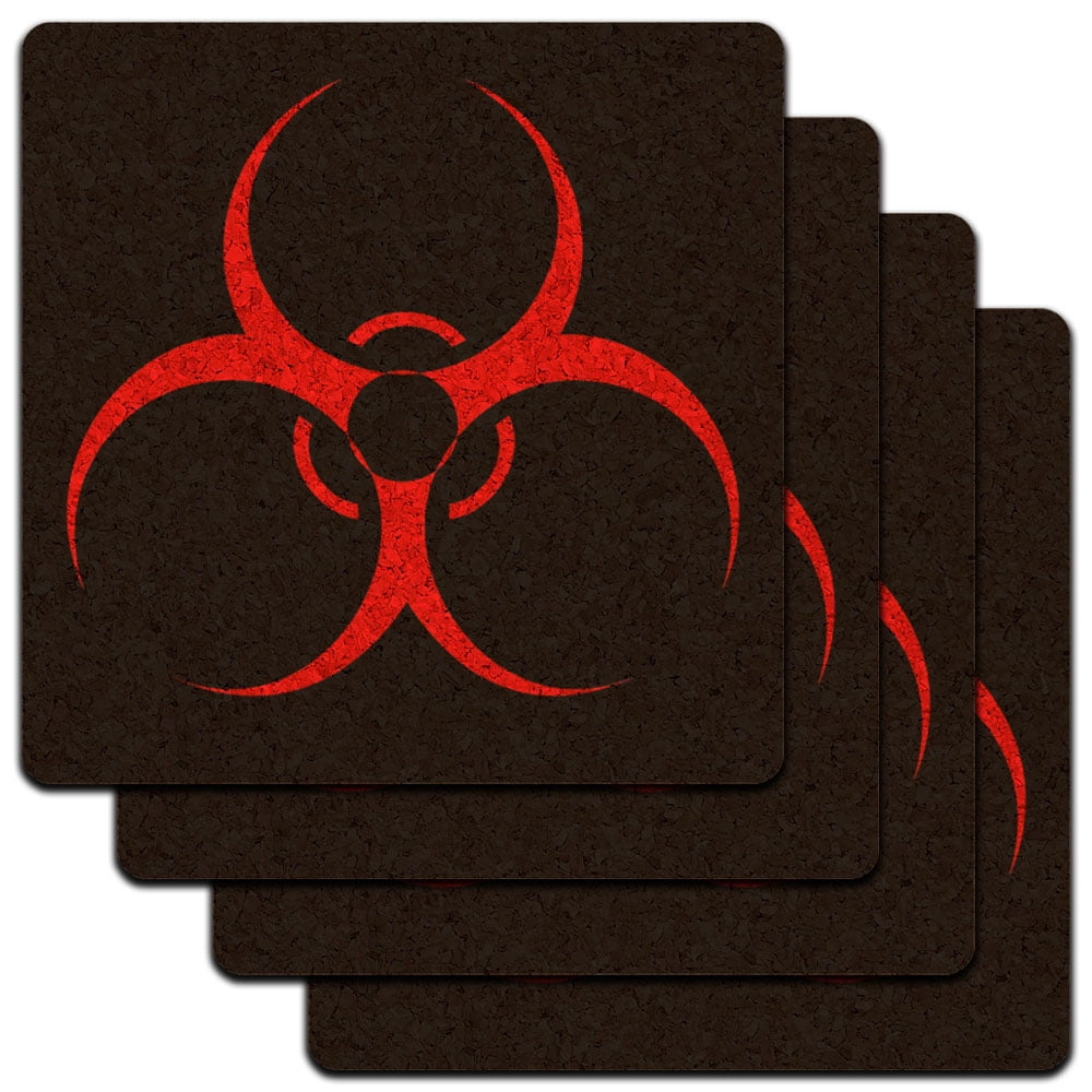 Biohazard Warning Symbol Zombie Radioactive Low Profile Cork Coaster ...