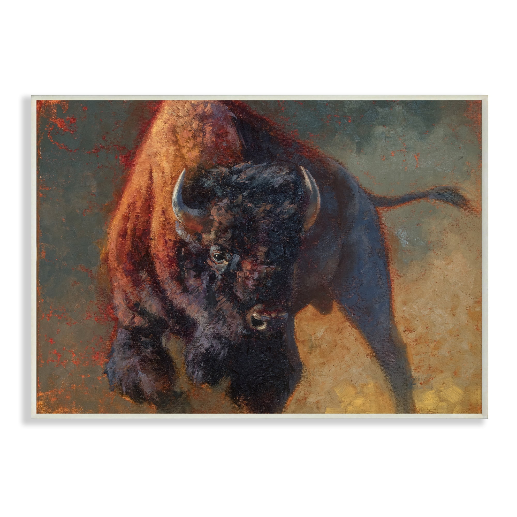 Stupell Industries Running Bull Portrait Masculine Cattle Pose Wall ...