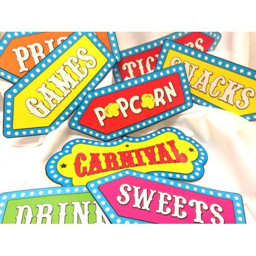 8 Circus Cutouts Carnival Banner Decorations Wall or Door Birthday ...