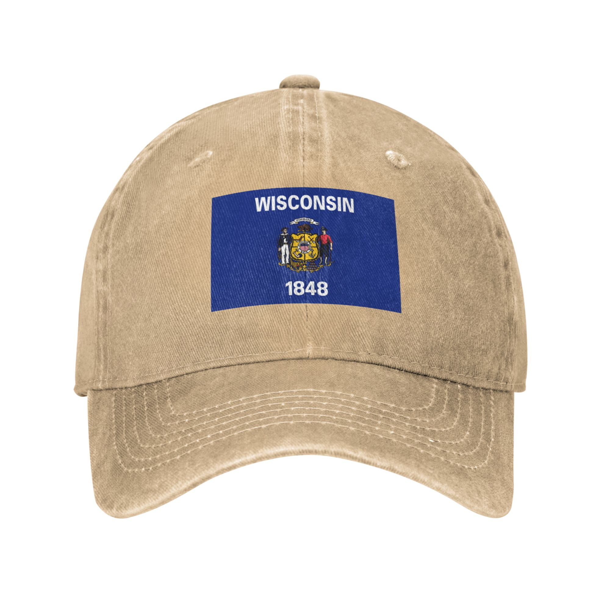 DouZhe Adjustable Washed Cotton Baseball Cap - Wisconsin State Flag ...