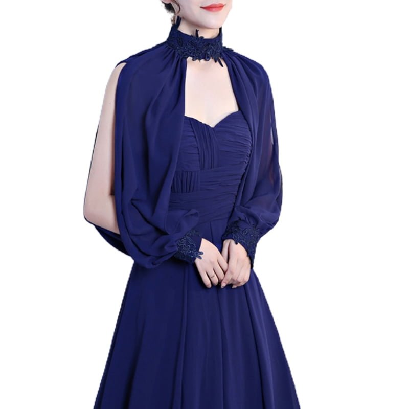 ZUARFY Women Elegant Side Split Long Sleeve Wedding Shawl Cape Halter ...