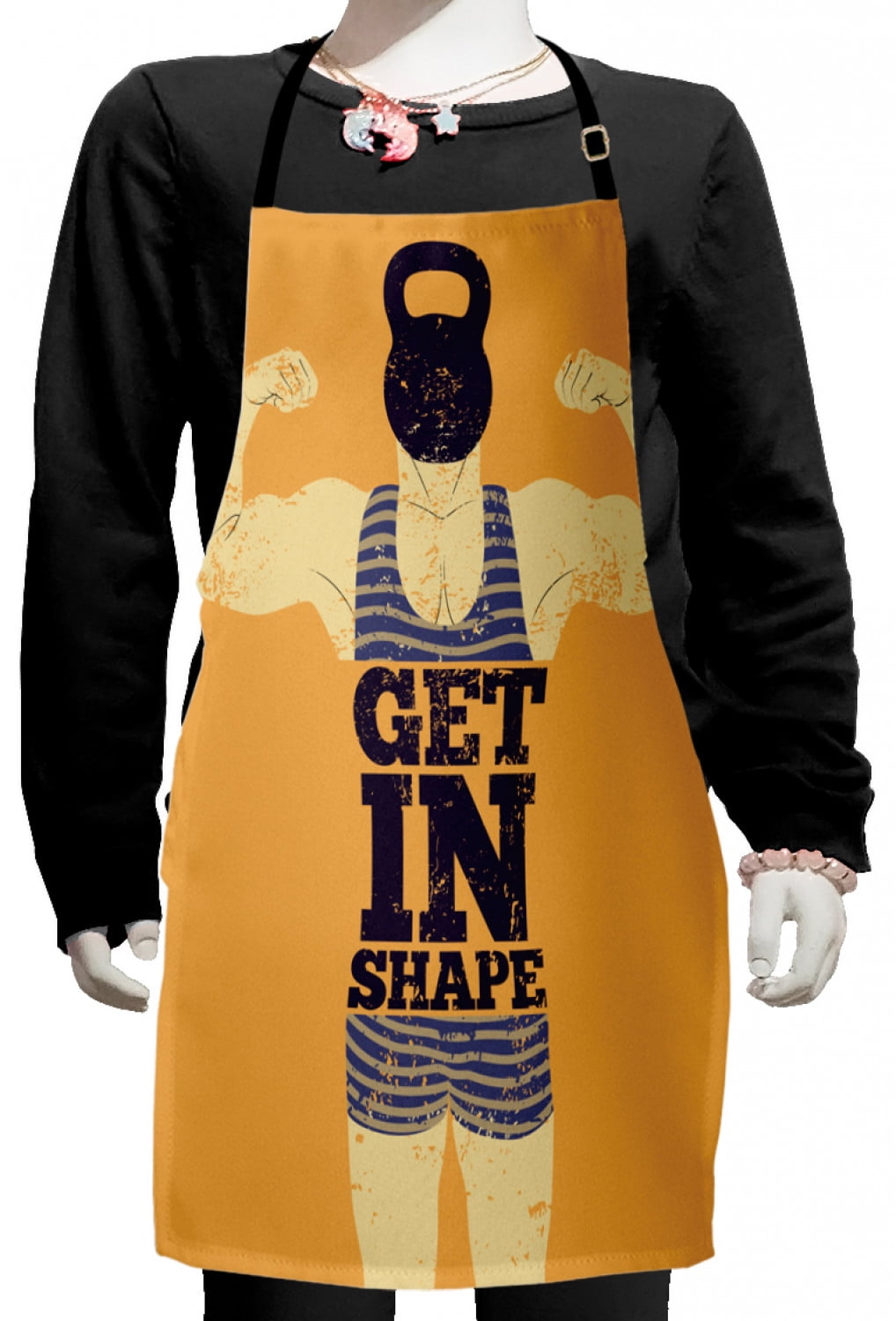 Vintage Kids Apron, Get in Shape with a Male Human Body with Muscles ...
