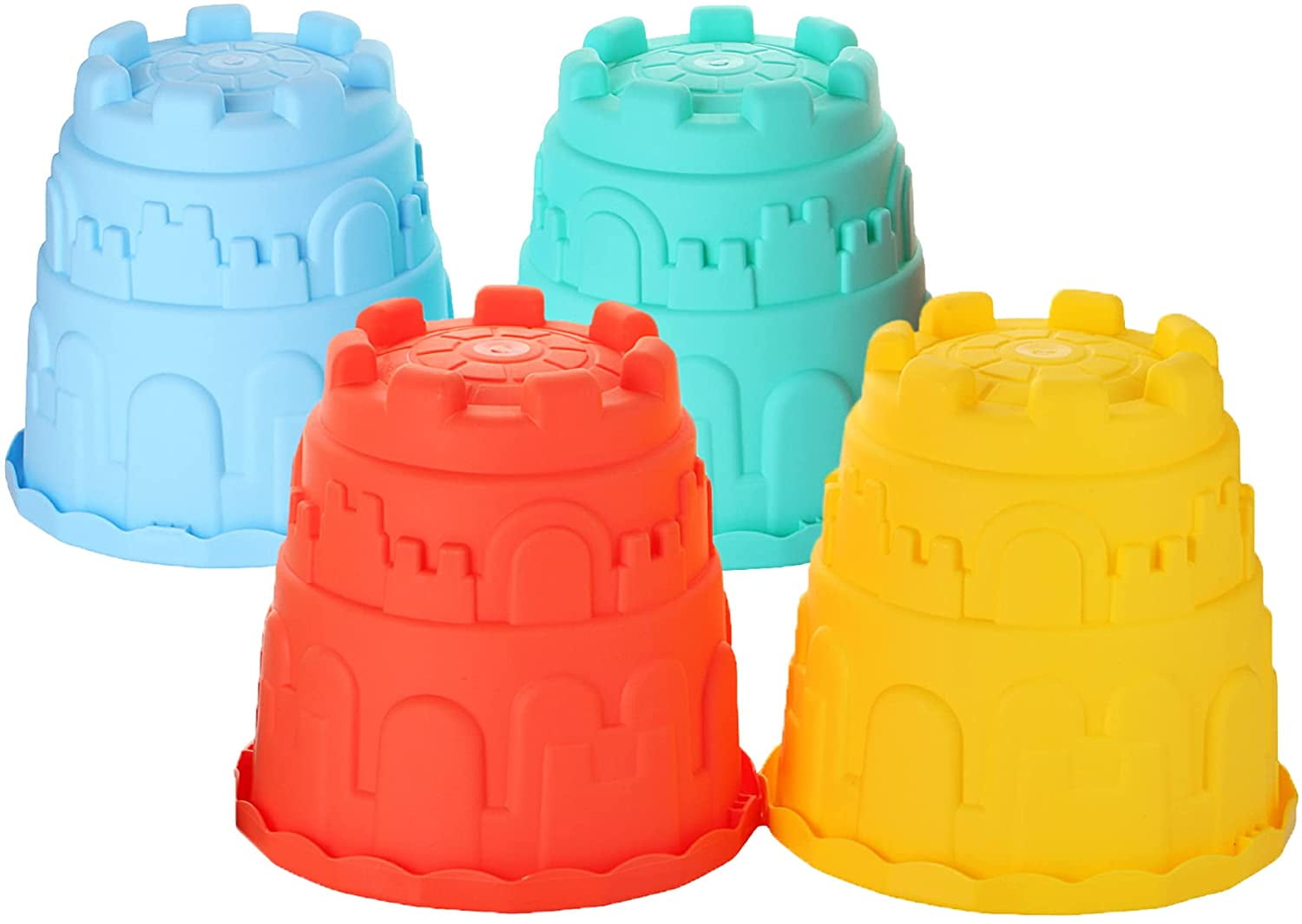 4 Pack Sand Castles Beach Buckets Toy Set,Colorful Sandcastle Mould ...