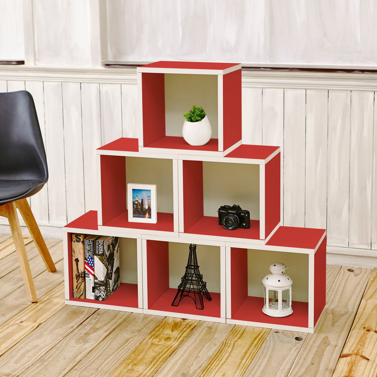 Way Basics Eco Stackable Modular Storage Cubes 6 Pack Red