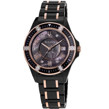 Free Shipping! Bulova Women's Black IP Diamond Marine Star Watch ...