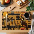 African Woman Cotton Linen Placemats Set of 12, Giraffe Elephant Brown ...
