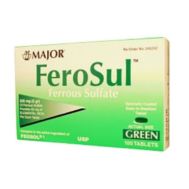 Upsher-Smith Iron Supplement - Ferrous Sulfate 325 mg, 100 Tablets ...