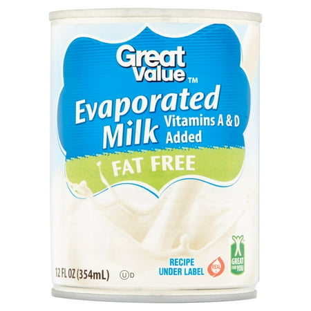 Great Value Fat Free Evaporated Milk, 12 fl oz - Walmart.com