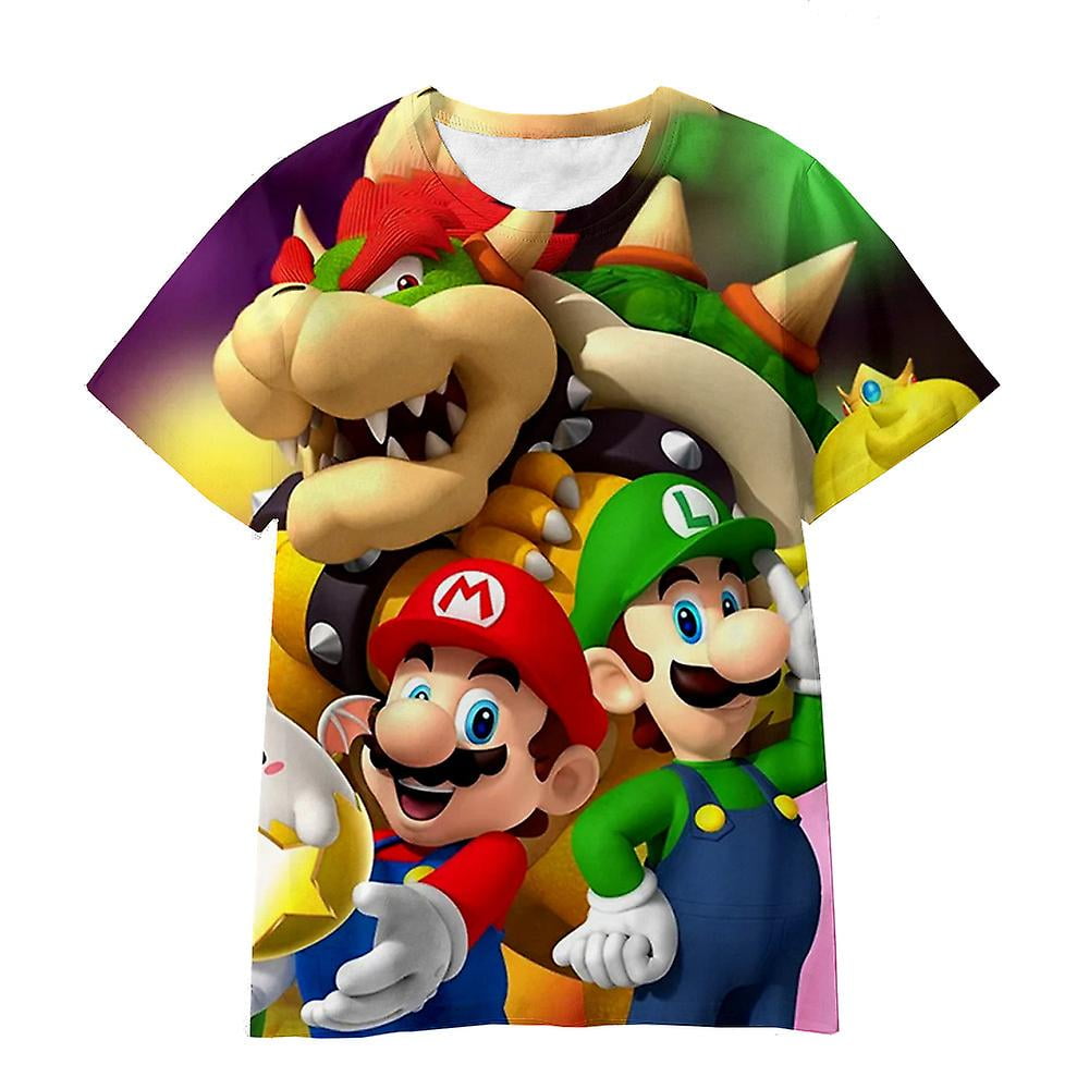 Camiseta de dibujos animados de Super Mario Bros con cuello redondo y ...