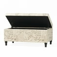 Noble House Phelan Rectangular Fabric Lift Top Storage Ottoman, French ...