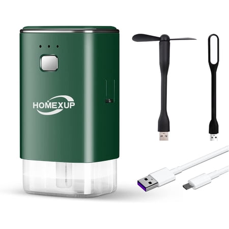 Mini Portable Humidifier with USB Fan & Light for Bedroom Office Desk ...