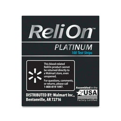 ReliOn Platinum Blood Glucose Test Strips, 100 Count – Diabetes Test ...