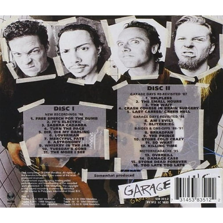 Metallica Garage Inc Back Cover
