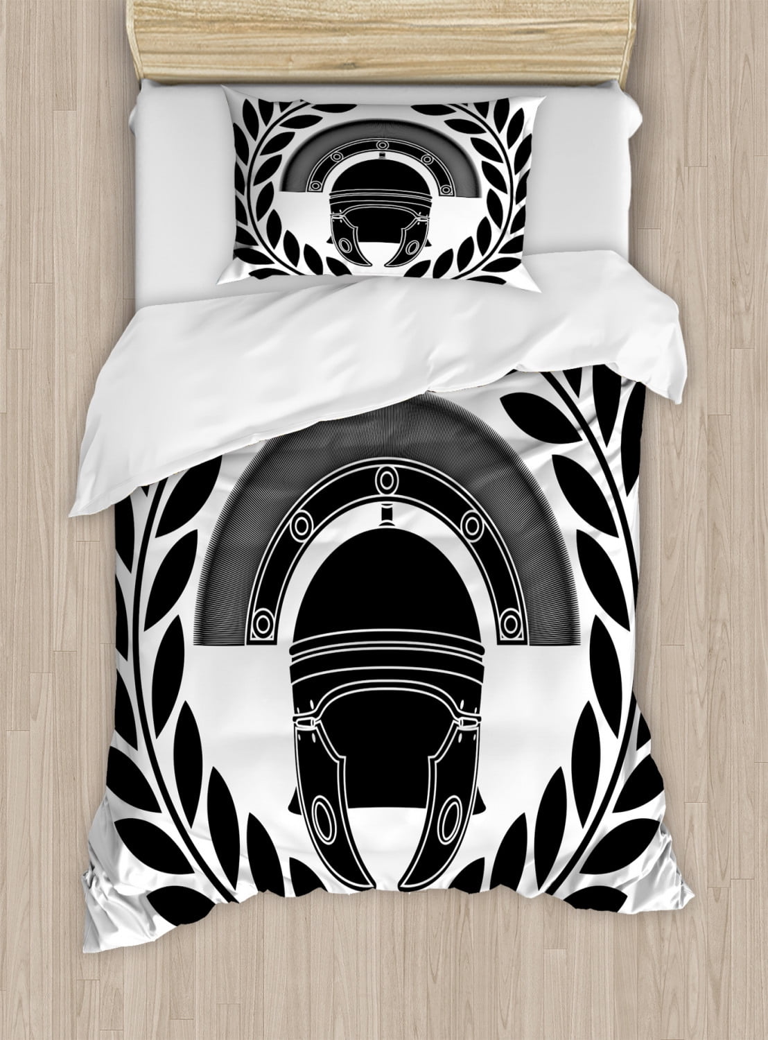 Toga Party Twin Size Duvet Cover Set, Ancient Greek Shield and Helmet ...