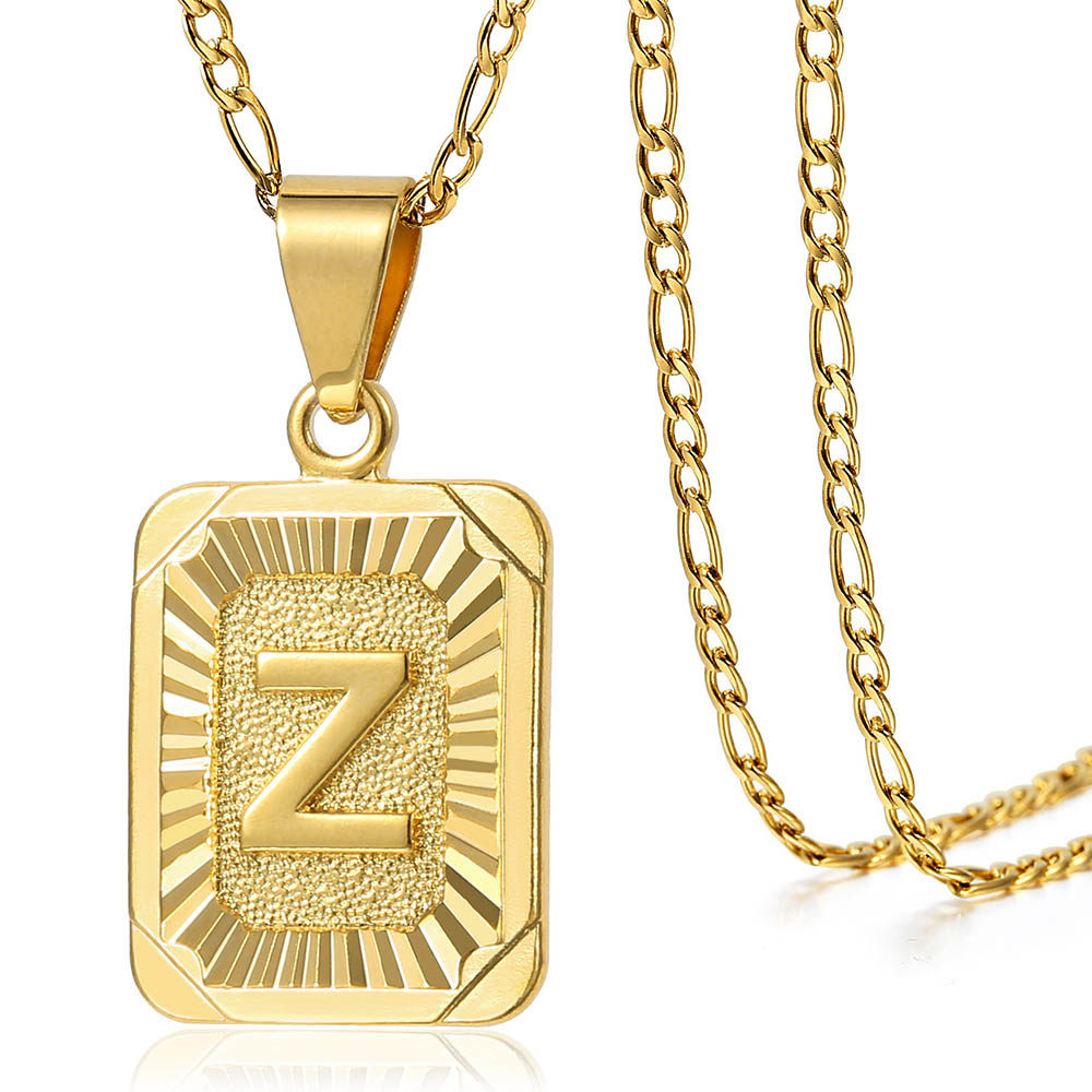 Hermah 18 Gold Filled Initial Letter Pendant Necklace Stainless