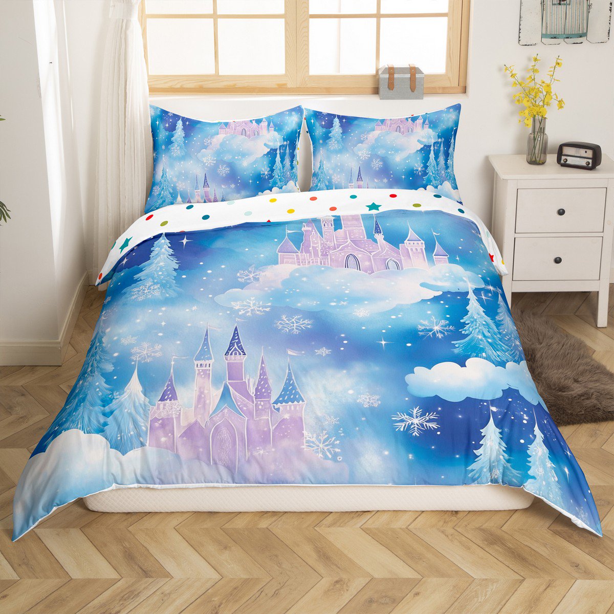 Click here for Erosebridal Blue Castle Duvet Cover Full winter Sn... prices